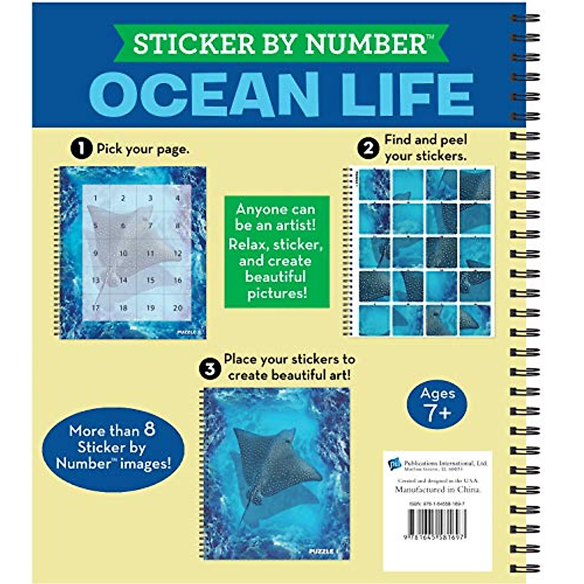 Brain Games - Sticker by Number: Ocean Life (Easy - Square Stickers): Create Beautiful Art With Easy to Use Sticker Fun!