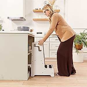 ECR4Kids Reach-Up Step Stool with Handles, Children's Furniture, White Wash