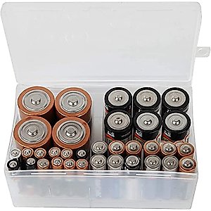 Battery Storage Caddy | Organize Multi Sized Spare Batteries | See-Through Plastic Container (1)