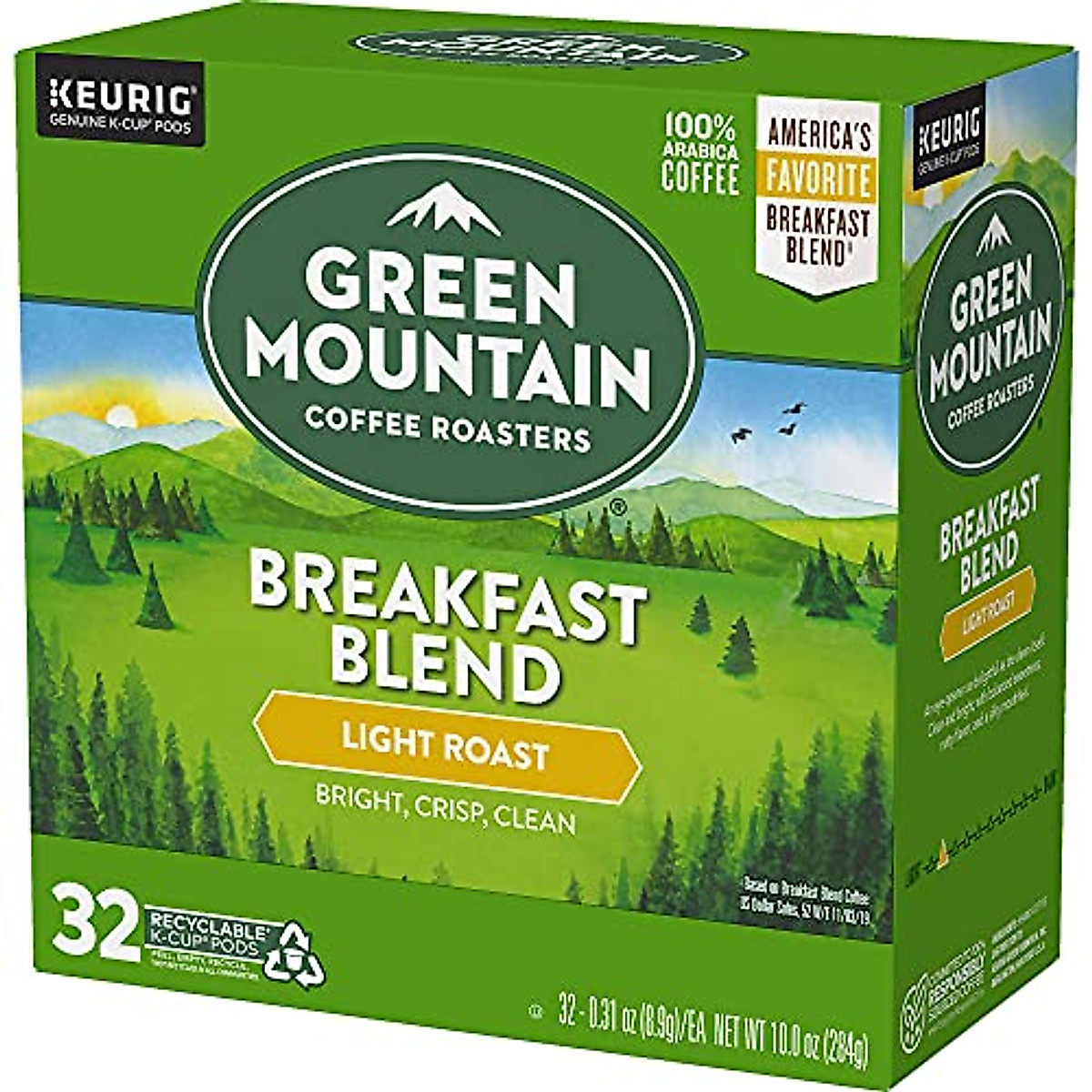 Green Mountain Coffee Roasters Breakfast Blend Keurig Single-Serve K-Cup Pods, Light Roast Coffee, 32 Count