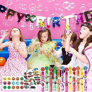 24PCS Race Car DIY Bubble Wands Party Favors 96PCS Stickers for Girls Goodie Bag Fillers Pinata Stuffers, Mini Bubble Bulk Car Birthday Party Supplies Toys Gifts Class Prizes Toddlers Boys