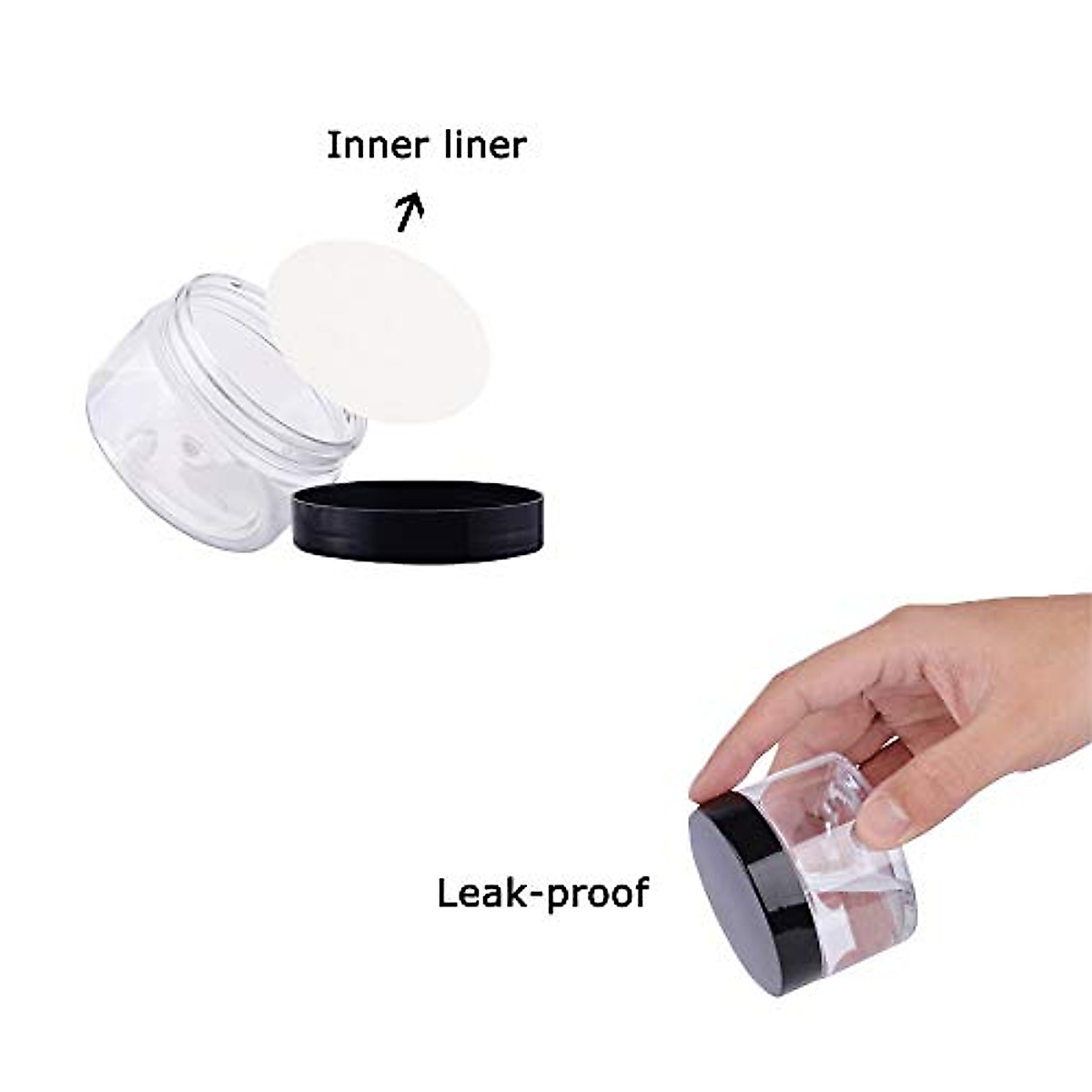 20 Pcs 2 Oz Clear Plastic Round Slime Containers,Plastic Storage Jars with Lids,Refillable Container for Slime,Cream,Cosmetic,Paint and Jewelry