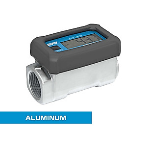 GPI 113255-1, 01A31GM Aluminum Turbine Fuel Flowmeter with Digital LCD Display, 3-30 GPM, 1-Inch FNPT Inlet/Outlet, 0.75-Inch Reducer Bushings, ±5% Accuracy