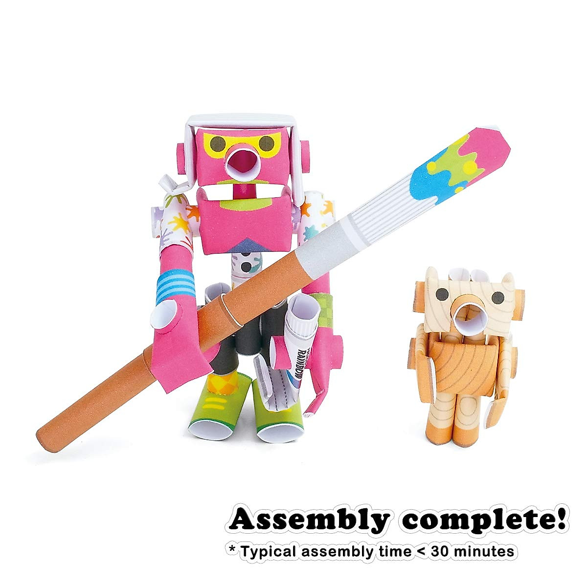 PIPEROID Andy & Pino Art Prodigy & Wooden Doll - Japanese 3D Paper Puzzle DIY Robot kit for Kids and Origami Kit for Adults