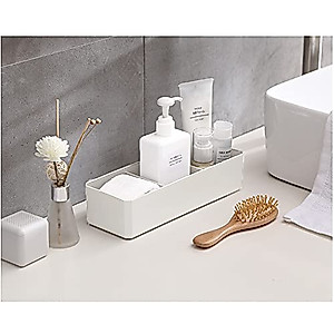 Ezebesta 3 Divider Organizer for Cotton Swab Ball Qtip Cotton Pads Holder Plastic Container Dispenser Box with Lid for Bathroom Storage (White)