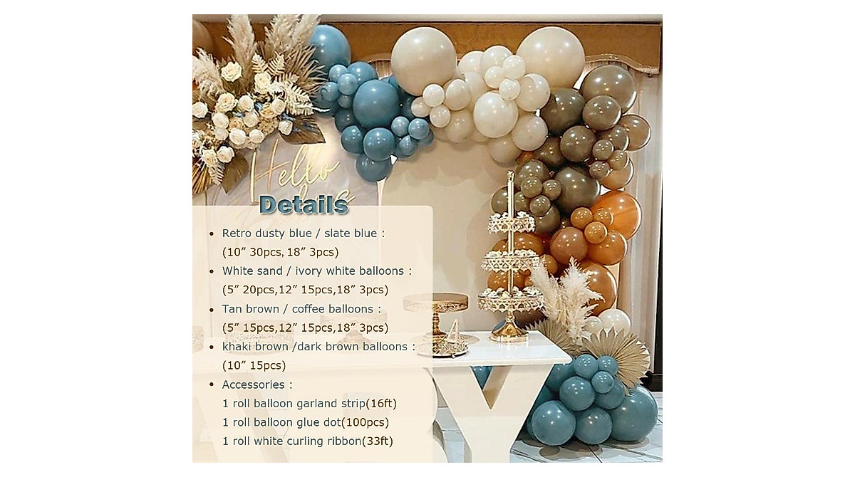 Boho Balloon Garland Kit - Dusty Blue & Brown