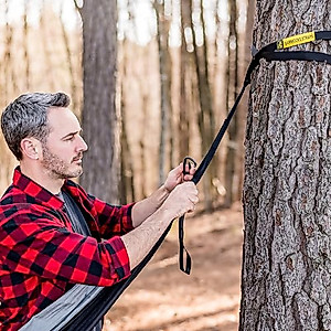 ELK Single Hammock with Tree Straps - Lightweight Parachute Nylon for Outdoor Adventures (Black/Gray, Single)