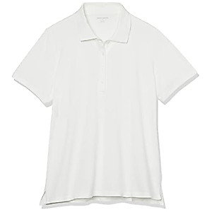 Amazon Essentials Women's Short-Sleeve Polo Shirt (Available in Plus Size), White, XX-Large