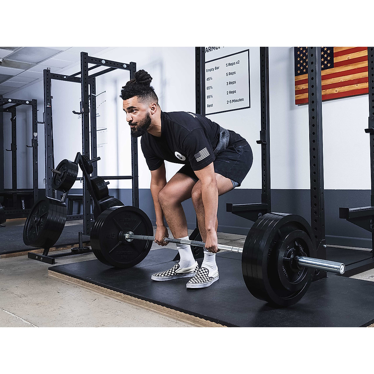 The Strength Co. 1.25LB Olympic Barbell Change Plate, Sold in Pairs, Made In USA, Black E-Coat