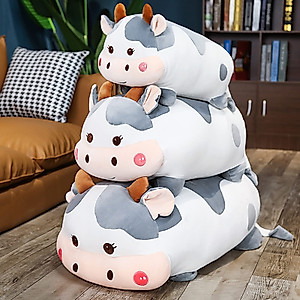 Litence Weighted Cow Stuffed Animals, 19.7in 5lbs Weighted Cow Plush Toy Soft Cow Plush Body Pillow Gifts for Boys Girls