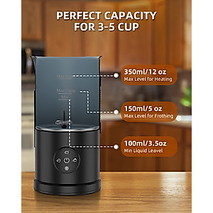 4 in 1 Electric Milk Frother and Steamer, Milk Warm Frother for Hot Chocolate, Latte, Cappuccino, Stainless Steel Automatic Hot Cold Foamer-Coffee Steamer Foam Maker