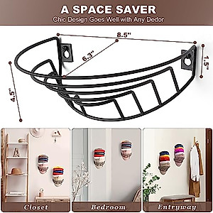 HYDERMUS Hat Rack for Wall 2 Pack for 30 Baseball Caps Metal Hat Organizer Compact Hat Hangers for Closet Hat Storage Wall Mount Ball Cap Holder Display for Bedroom Entryway Black