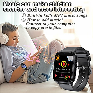 iCHOMKE Smart Watch for Kids, Girls Boys Smartwatch with 26 Games Camera Video Recorder and Player, Pedometer Calendar Flashlight, Audio Book etc.,Toys Gifts for 4-12 Years Children (Black)
