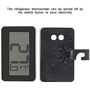 Hanging Electronic Thermometer, Compact Thermometer, Magnetic ℃ / ℉ Display for Home Refrigerator(Black)