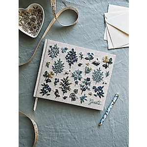 RIFLE PAPER CO. Wildwood Embroidered Fabric Guest Book | Hard Cover Wrapped in Book Cloth & Grosgrain Ribbon Bookmark, (Lay-Flat Binding, 144 Ruled Pages with Metallic Gold Ink, 8" L x 5.75" W)