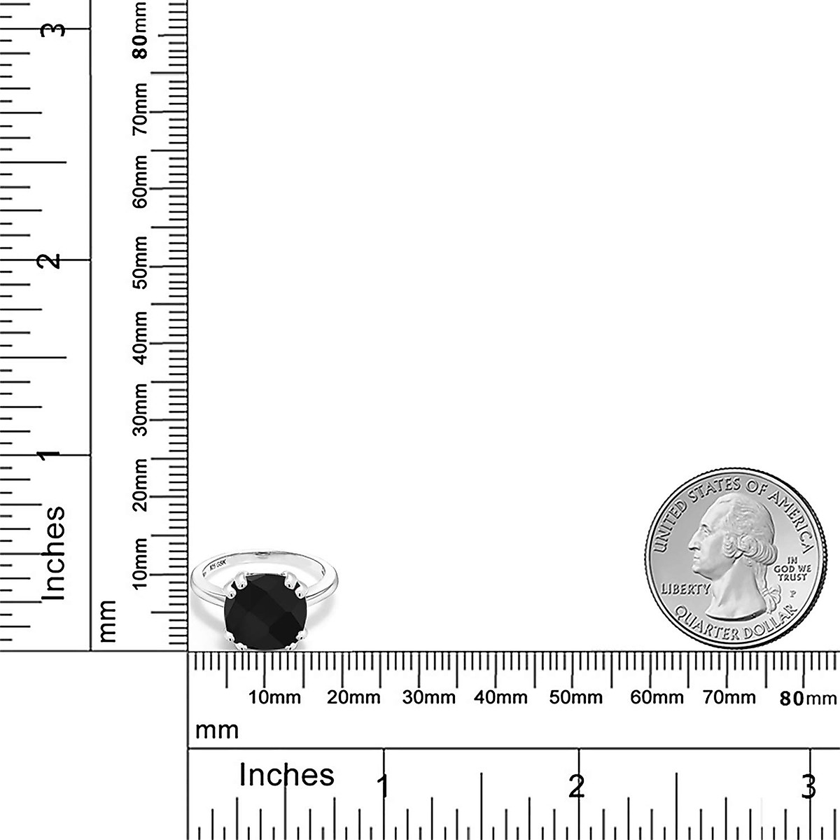 Gem Stone King 3.60 Cttw Black Onyx Engagement Ring For Women In 925 Sterling Silver | Double Prong Gemstone Birthstone Ring | Cushion Checkerboard 10MM | Available In Size 5, 6, 7, 8, 9