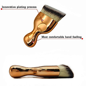 Angled Flat Foundation Brush High Density Face Body Kabuki Makeup Brush for Liquid Foundation Powder Cream Contour Buffing Stippling Blending (Rose gold)