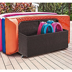 Crosley Furniture CO7303-BR Palm Harbor Outdoor Wicker Rolling Pool Float Caddy, Brown