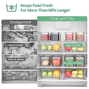 damynuo 14Pack Fridge Organizer Bins, Clear Refrigerator Organizing Containers with Lids and Refrigerator Drawers, Stackable Food, Vegetable and Fruit Containers for Fridge Organizers and Storage