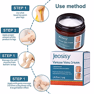 jeosisy Varicose Vein Cream - Varicose Veins Cream for Legs, Varicose & Spider Veins Soothing Leg Cream