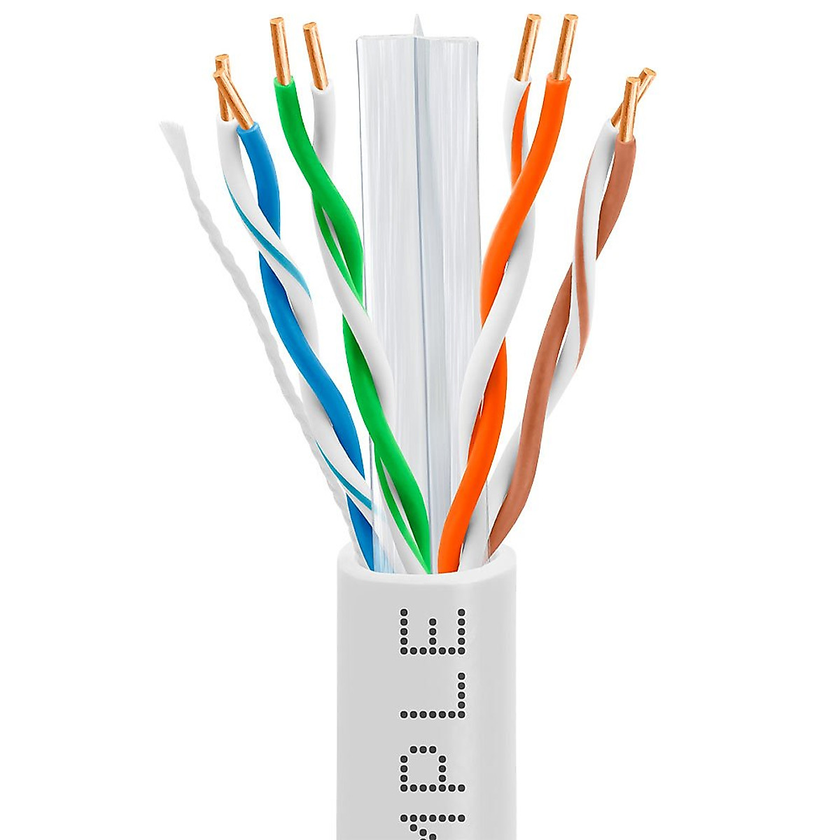 Cmple - Cat6 Cable 1000ft Bulk Lan Ethernet Cat 6 Wire Network UTP 23AWG CMR Riser 10Gbps 550 MHz Pull Box 1000 Feet, White