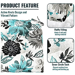 TWLEAR Indoor/Outdoor Wicker Chair Cushions, U-Shape Tufted Patio Seat Cushions All Weather for Outdoor Furniture Home Garden Office Chair Use, 19”x19”x5”, 2 Pack, Blue Calliopsis