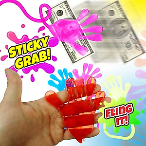 Fun a Ton Giant Snap Hand-Jumbo Sticky Hands Toy (4 Pack Assorted) Large Stretchy Toy for Kids. Party Favors, Classroom Prizes, Birthday Gifts Easter Day Goodie Bags Stuffers Bulk. 414-4s