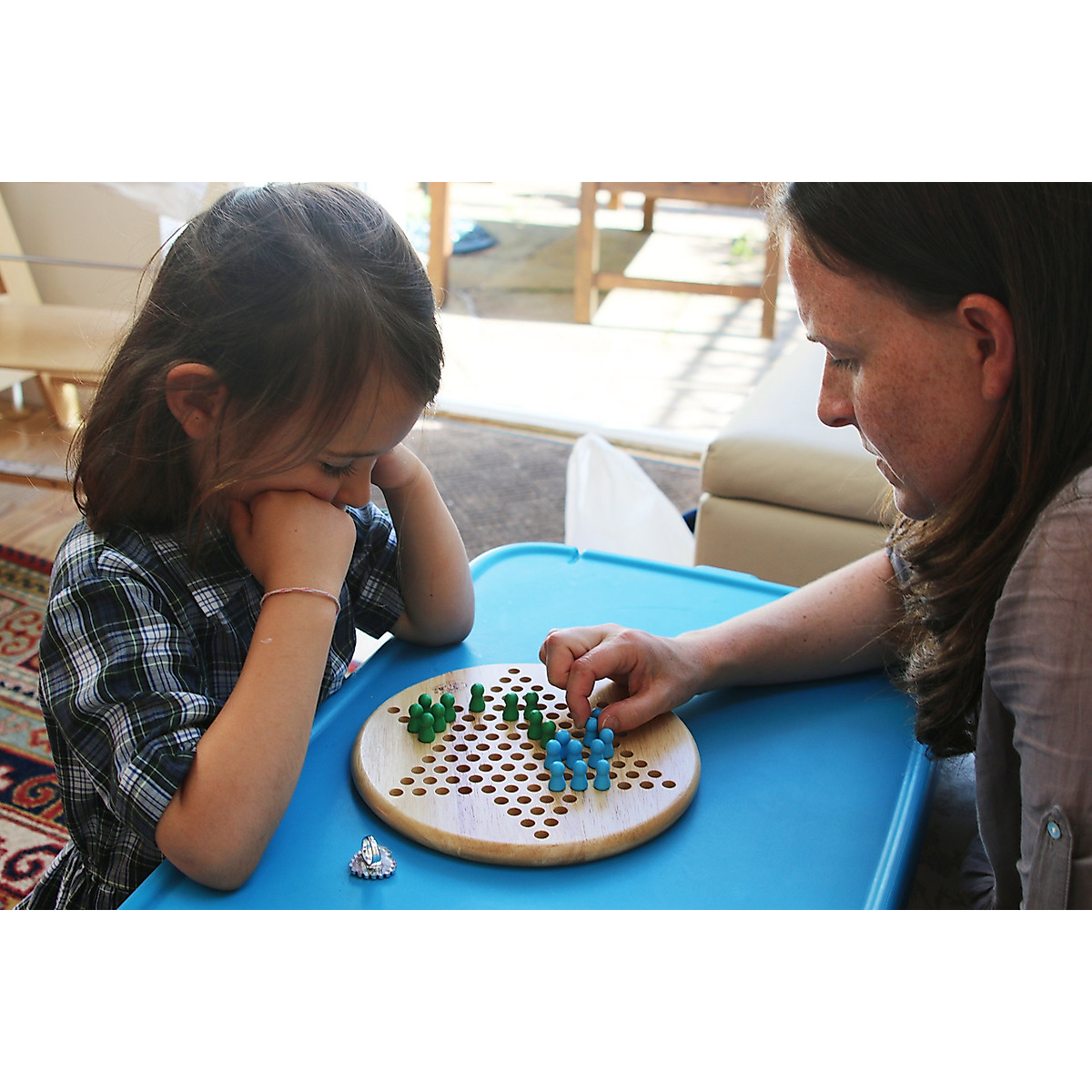 TOWO Wooden Chinese Checkers and Gobang (Five in a Row) 2 in 1 Board Game - Chinese Chequers Family Board Games for Kids and Adults- Wooden Toys for 6 Years Old