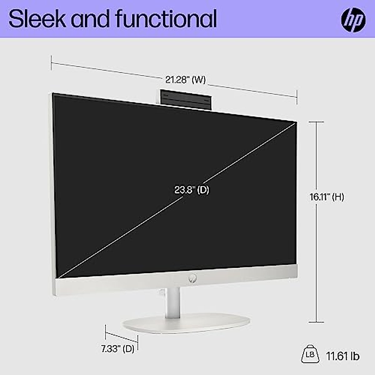 HP 23.8 inch All-in-One Desktop PC, FHD Display, 13th Generation Intel Core i5-1335U, 8 GB RAM, 256 GB SSD, Intel UHD Graphics, Windows 11 Home, 24-cr0070 (2023)
