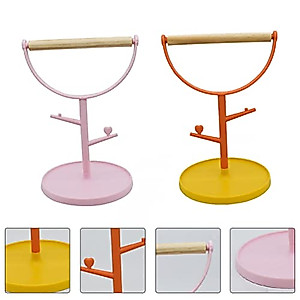 Ipetboom Wooden Toys Wooden Parrot Perches Stand Platform: 2Pcs Bird Playground Parrot Playstand Bird Hanging Swing Toy Parrot Bite Play Toy Birds Cage Accessories Desktop Toys Chew Toys