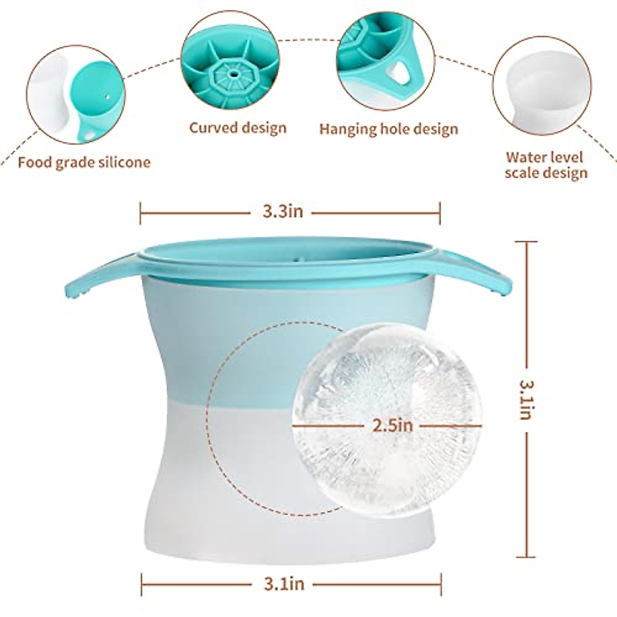 Old Fashioned Whiskey Glasses,Set of 6 (2 Crystal Bourbon Glasses,2 Stainless Steel Ice Balls,2 Round Big Ice Molds )-9 Oz Whiskey Rocks Glass for Scotch Cocktail Rum Cognac Vodka Liquor,Gift for Men