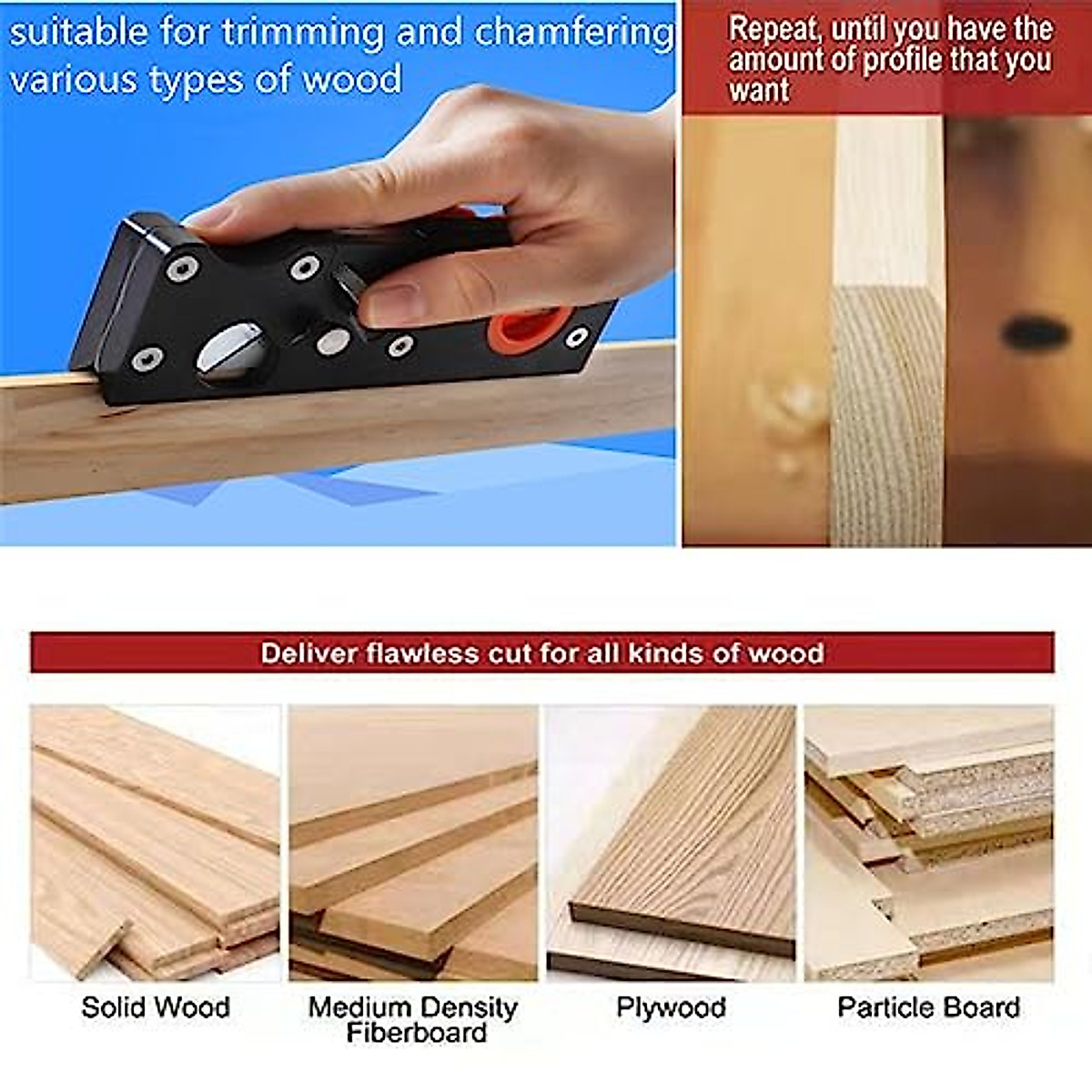 szhdxsy, Wood Planar carpenter's edge trimming tool, suitable for manual chamfering and planing of wood quick trimming,for Quick Edge Trimming and Chamfering,Black