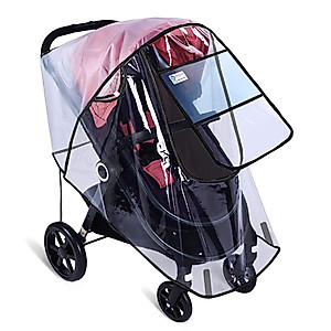 Stroller Rain Cover by Hombae, Universal Baby Stroller Weather Shield, Waterproof Stroller Cover, Travel Umbrella Stroller Wind Dust Shield, Stroller Cover for Rain, Food Grade EVA, Eye Protect