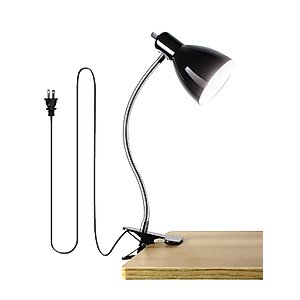 Desk lamp Eye-Caring Table Lamps, 360°Rotation Gooseneck Clip on Lamp Reading Light Portable Reading Book Light, Clamp Light, Study Desk Lamps for Bedroom and Office Home Lighting (Black)
