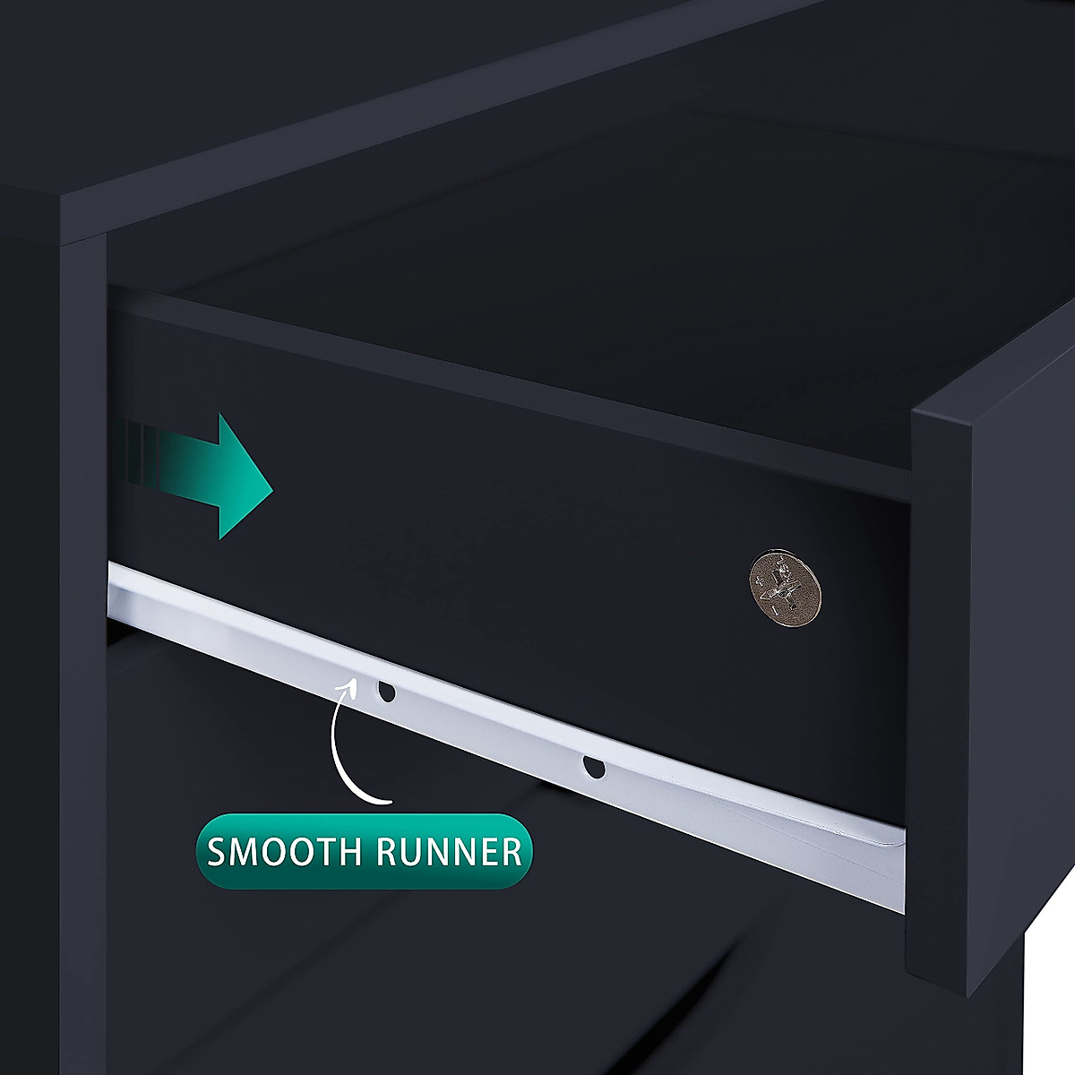 Naomi Home 9 Drawer Dresser for Bedroom, Stylish Tall Makeup Dressers, Storage Shelves, Small Dresser for Closet with 200 lbs Capacity - Black