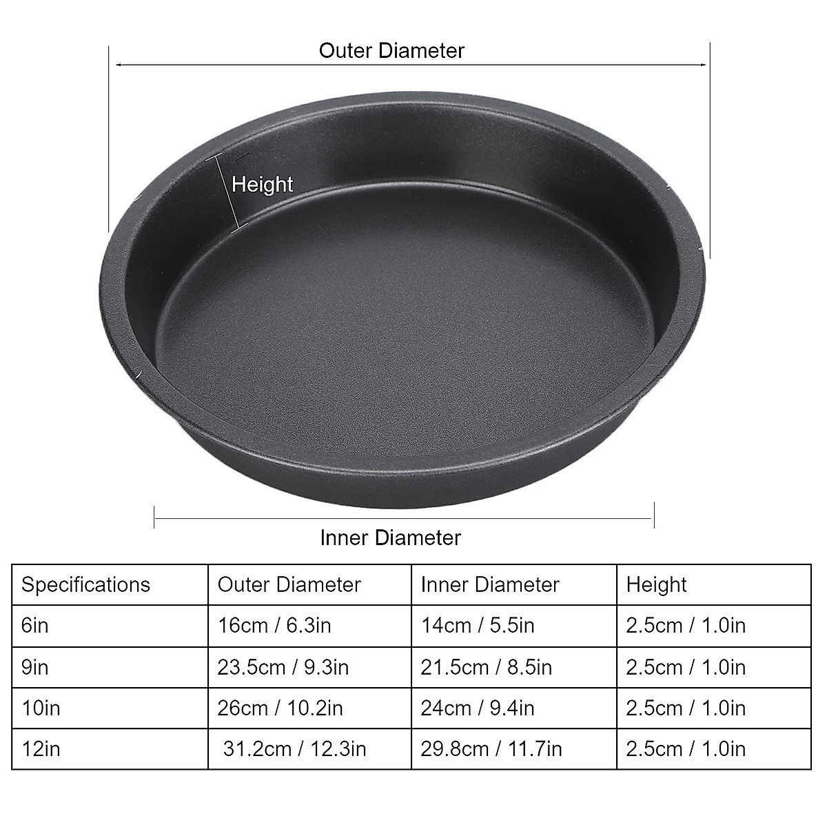 Non Stick Pizza Pan Dish Pizza Pan Kitchenware Baking Pan 2Pcs Deep Thickened Carbon Steel Baking Pan for Kitchen Bakery (9 inches)