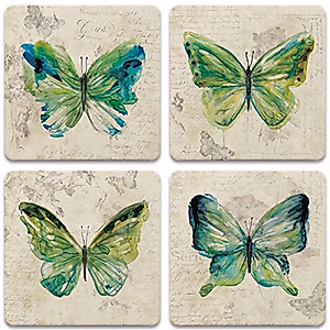 CoasterStone AS461 Drink Coasters, 4.25", Butterfly