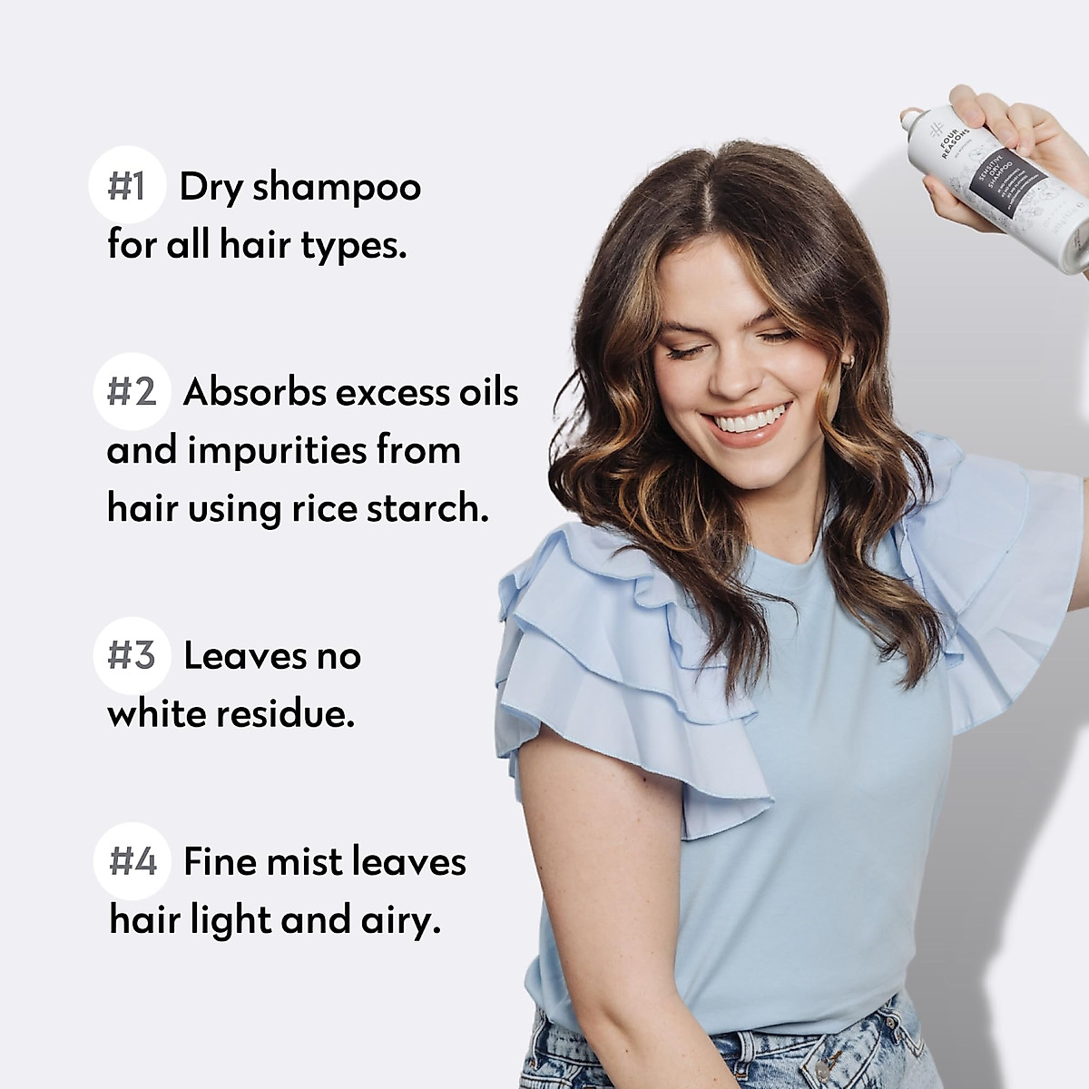 No nothing Dry Shampoo for Women - Waterless Unscented Dry Shampoo for Dark, Blonde, Oily Hair. Hypoallergenic, Fragrance free for Sensitive Scalps 5.3oz