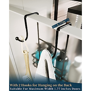 Consumest 3-Tier Hanging Shower Caddy Over the Door, Large Capacity Hanging Shower Organizer With 2 Soap Holder & 8 Hooks Rustproof Easy Installation Over Door Shower Shelf for Bathroom, Black