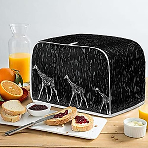 Salabomia Bread Toaster Cover 2 Slice, Giraffe Washable Bread Toaster Oven Dustproof Cover, Small Decorative Bread Maker Cover, Anti Fingerprint Toaster Covers, Black