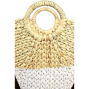 CosmoLiving by Cosmopolitan Seagrass Handmade Two Toned Storage Basket with Handles, Set of 4 17", 15", 13", 12"W, Brown