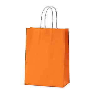 Paper Bags Party Favor Bags Kraft Paper Gift Bags with Handle, Small, 8.3x5.9x3.2 Inches, 16-Pack (Orange, Blue)