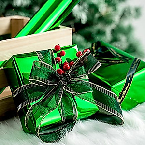 RUSPEPA Green Metallic Wrapping Paper - Solid Color Paper Perfect for Wedding, Birthday, Christmas, Baby Shower - 17 Inches X 32.8 Feet