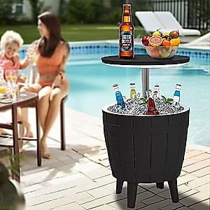 yoyomax Outdoor Cool, 10 Gallon Beer and Wine Furniture & Hot Tub Side Table, Beverage Cooler, Cocktail Bar for Patio, Pool, Party, Poolside, 10 Gallons, Black