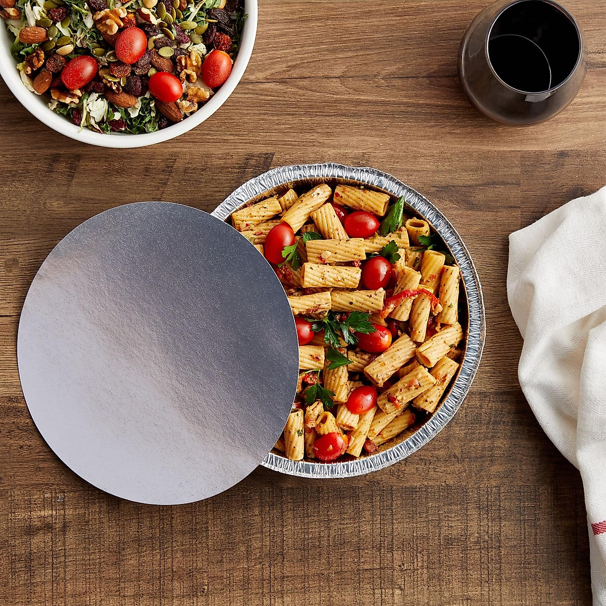 25 Pack 9 Inch Round Aluminum Pans with Lids, Disposable Foil Pie Tins for Baking, Roasting, Broiling, Cooking