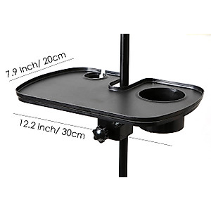 Auhafaly Plastic Microphone Stand Tray Stage Concert Performance Vocal Guitar Accessory with Drink Holder and Microphone Holder (Deluxe)