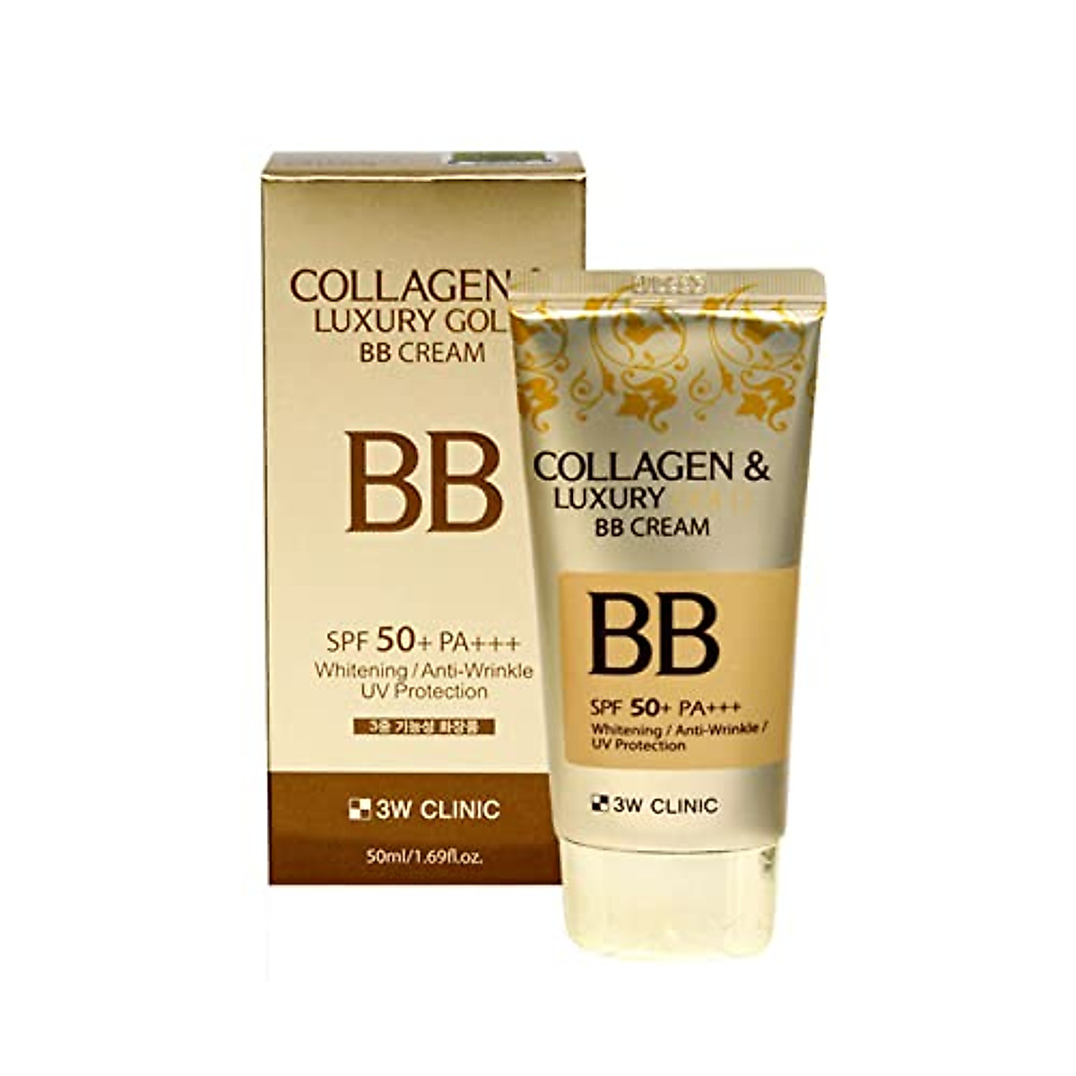 3W CLINIC Collagen & Luxury Gold BB Cream 1.69Oz SPF50+/PA+++ Wrinkle Care