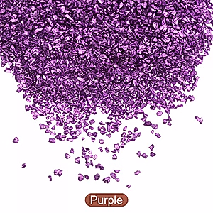 uxcell 20g Crushed Glass Chips, 1-3mm Irregular Metallic Glitter Glass for Craft DIY Jewelry Vase Filler Epoxy Resin Decoration Purple