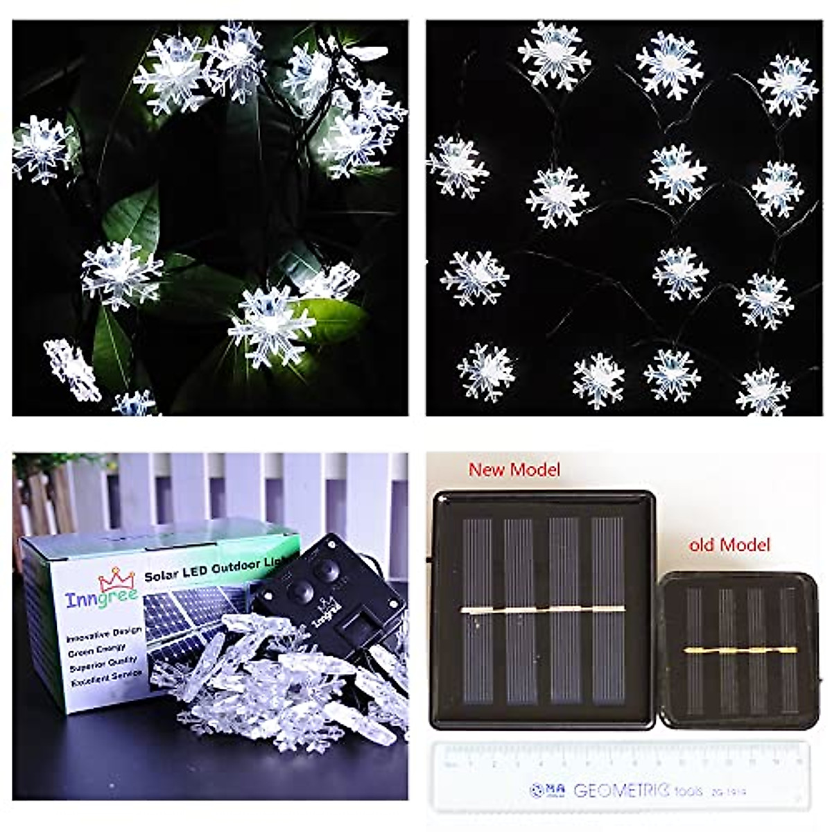 Inngree Solar Christmas String Lights Outdoor Waterproof 30 LED 20Feet Solar Snowflake Christmas Fairy Lights Decorations with 8 Lighting Modes for Garden Patio Yard Porch Wedding Party Decor(White)