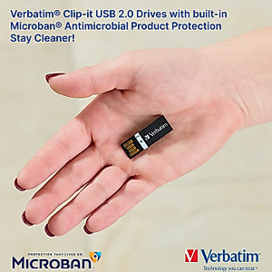 Verbatim 8GB Clip-It USB 2.0 Flash Drive Cap-less Thumb Drive Resistant to Water, Dust, and Static Discharge 3 Pack - Black, White, Red 98674